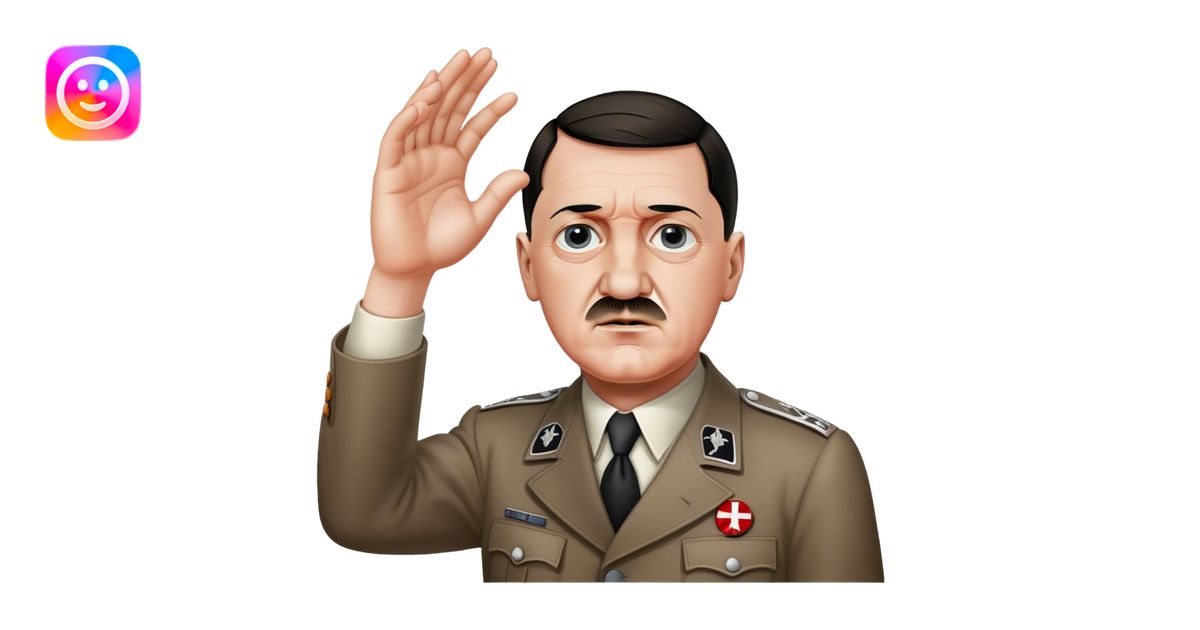 Adolf Hitler, der mit Gehirn dargestellt ist und die Hand ausstreckt ...