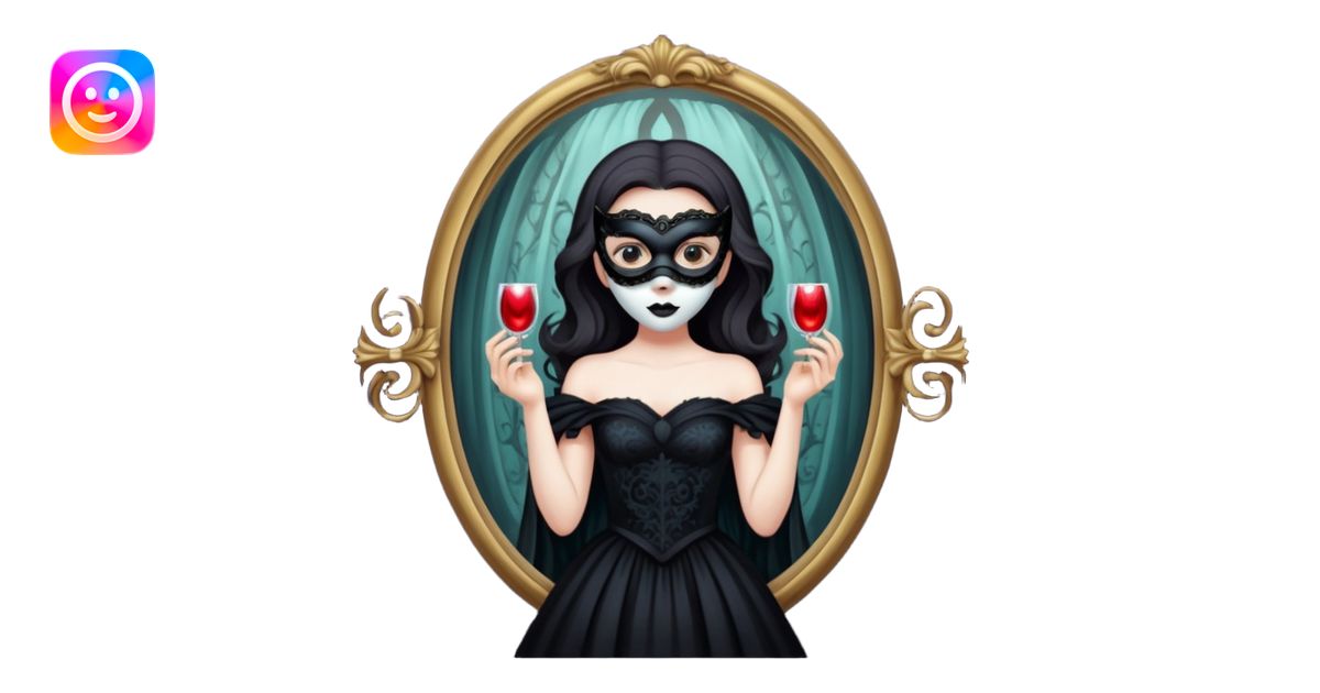 Spooky killer on mask on fancy mirror behind woman emoji | AI Emoji ...