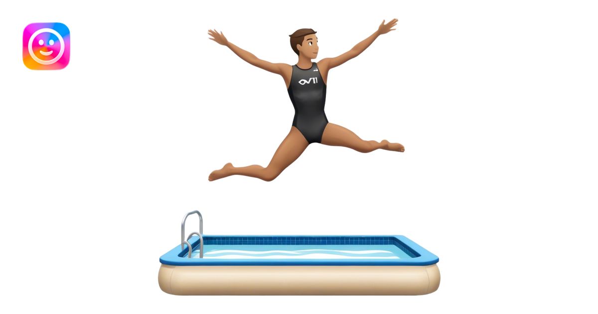 A diver mid-air after jumping off a diving pool, Below him, a pool ...