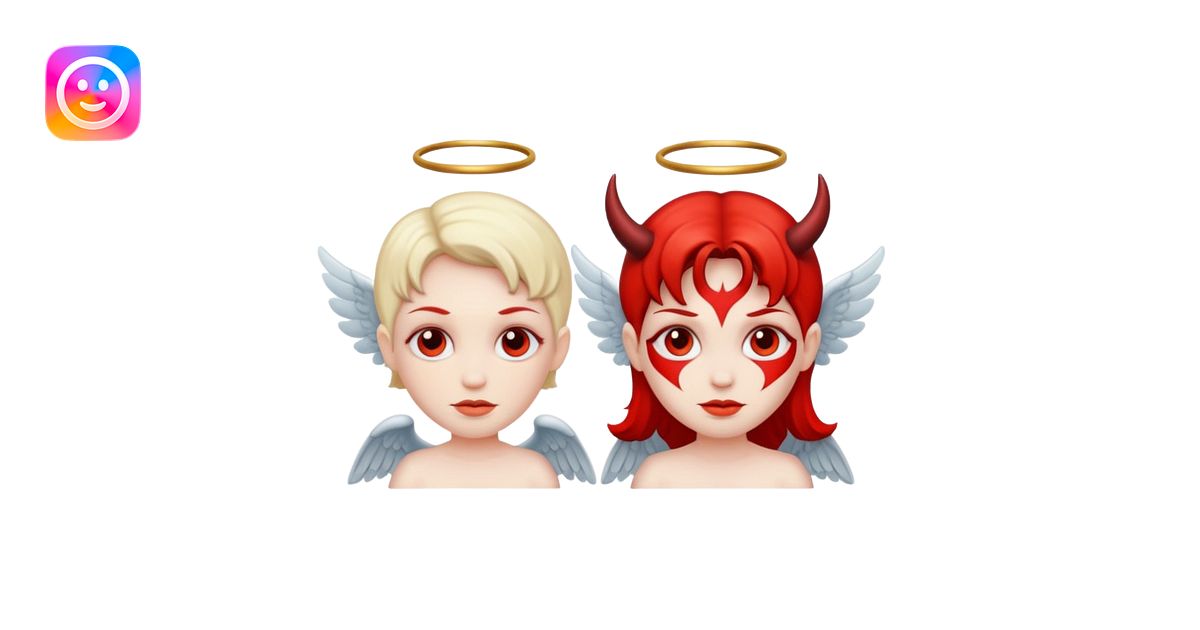 create a angel and devil in one emoji emoji | AI Emoji Generator