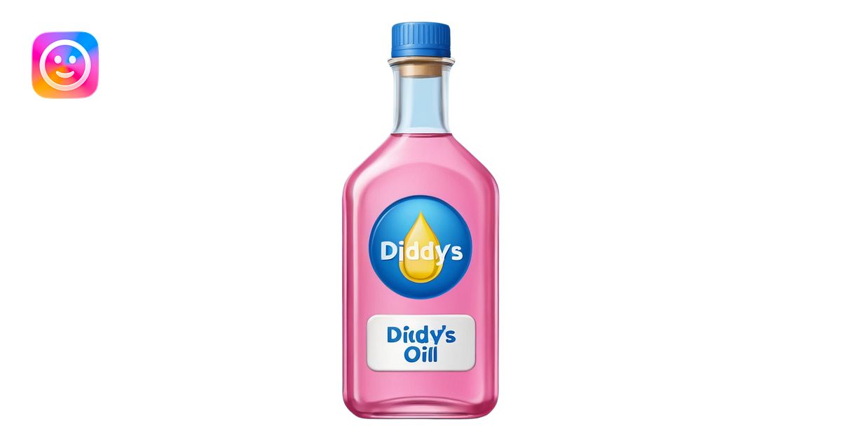 bottle of oil blue top pink outside with logo that says Diddys Oil ...