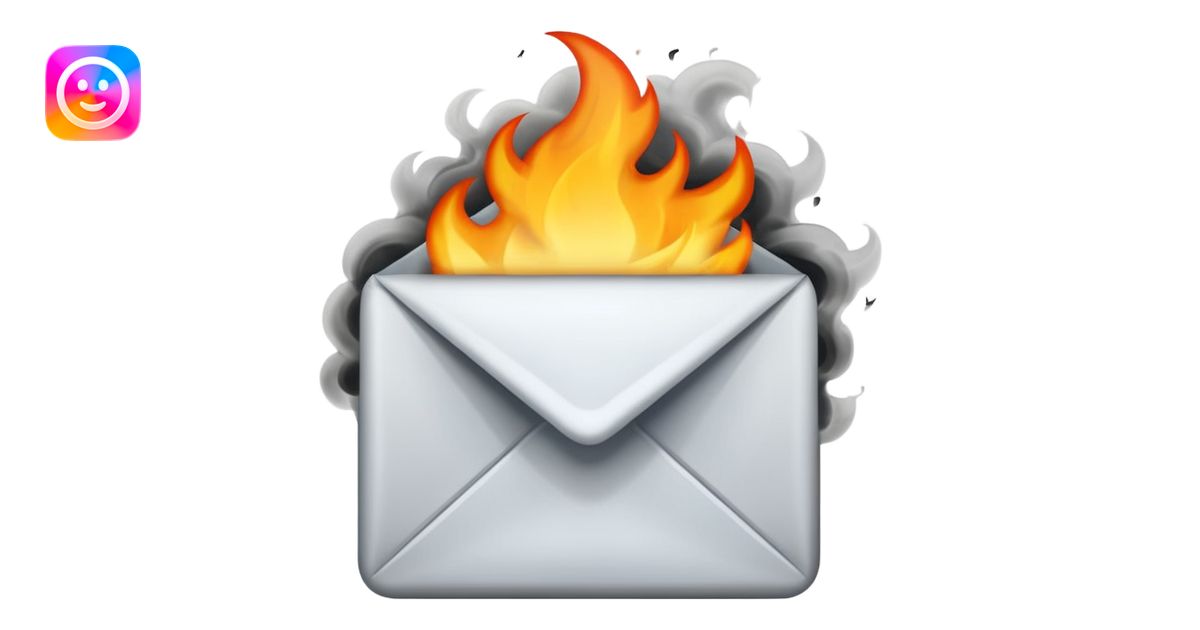 White Email with fire emoji | AI Emoji Generator