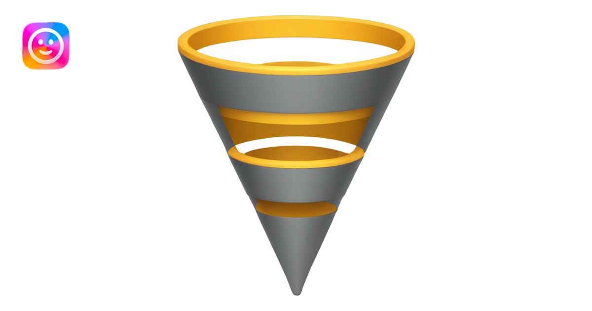 Create a sales funnel image with stacked layers in an emoji style ...