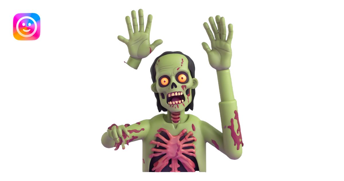 zombie with decaying flesh raising hands in the air emoji | AI Emoji ...
