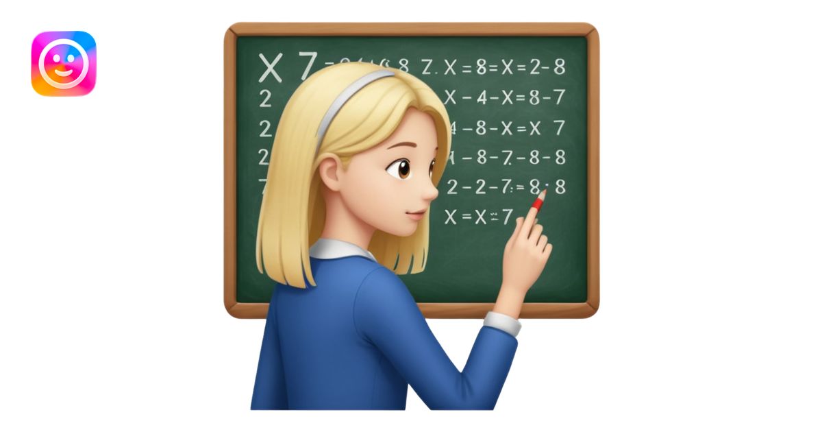 girl solving math problem on the board, side view. emoji | AI Emoji ...
