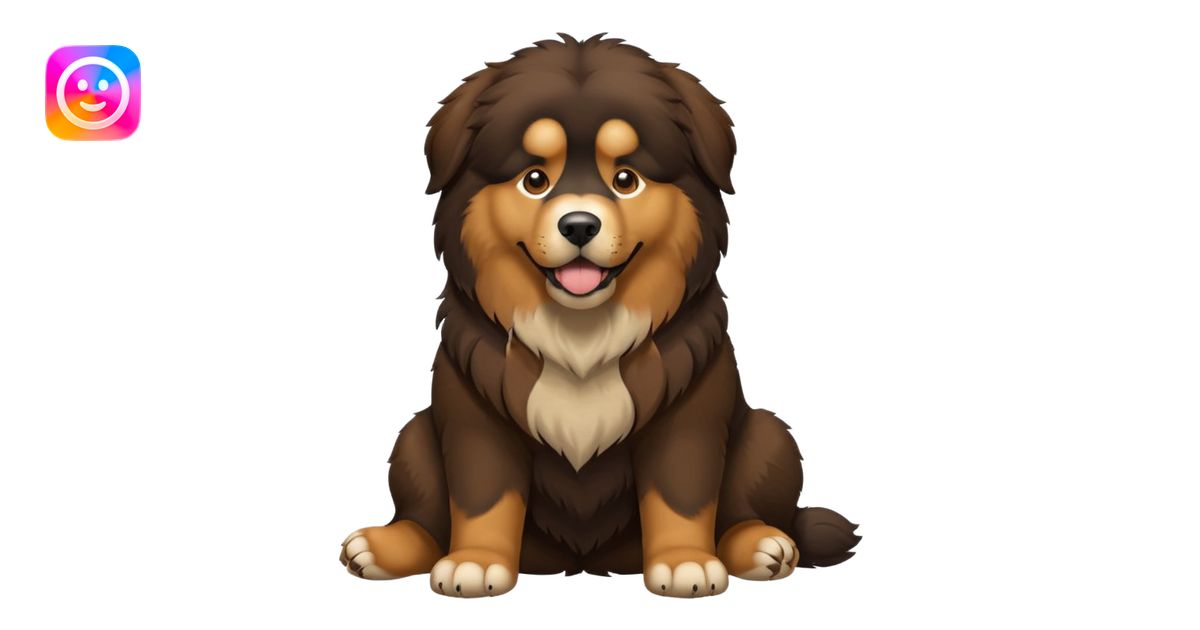 Tibetan Mastiff, playful pose, wagging tail emoji | AI Emoji Generator
