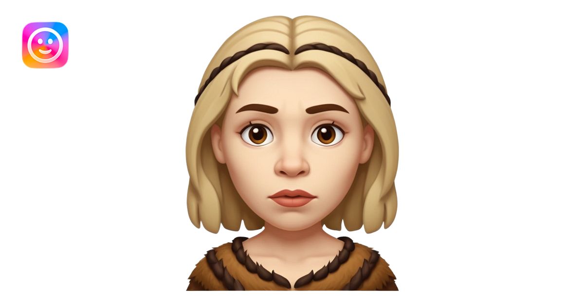 slack jawed female neanderthal emoji | AI Emoji Generator