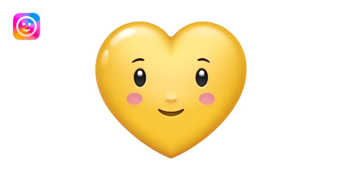 Une bulle de BD jaune avec dedans un coeur blanc emoji | AI Emoji Generator