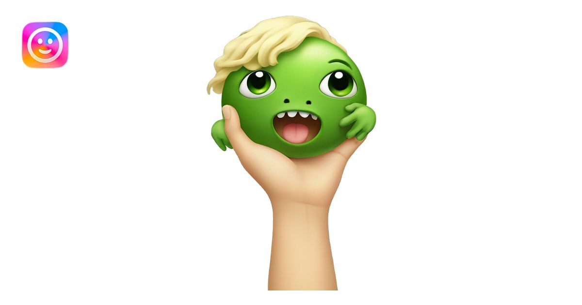 Little blonde baby holding hands with a big green one eyed monster ...