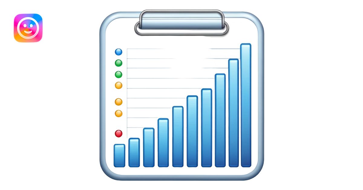 ios style emoji for report sheet consisting graph/ charts with sparkle ...