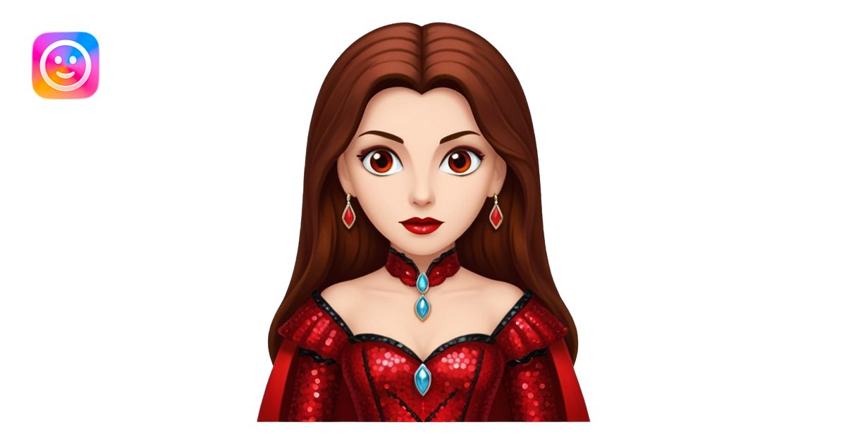 Countess Dracula with long brown hair, red sequin outfit emoji | AI ...