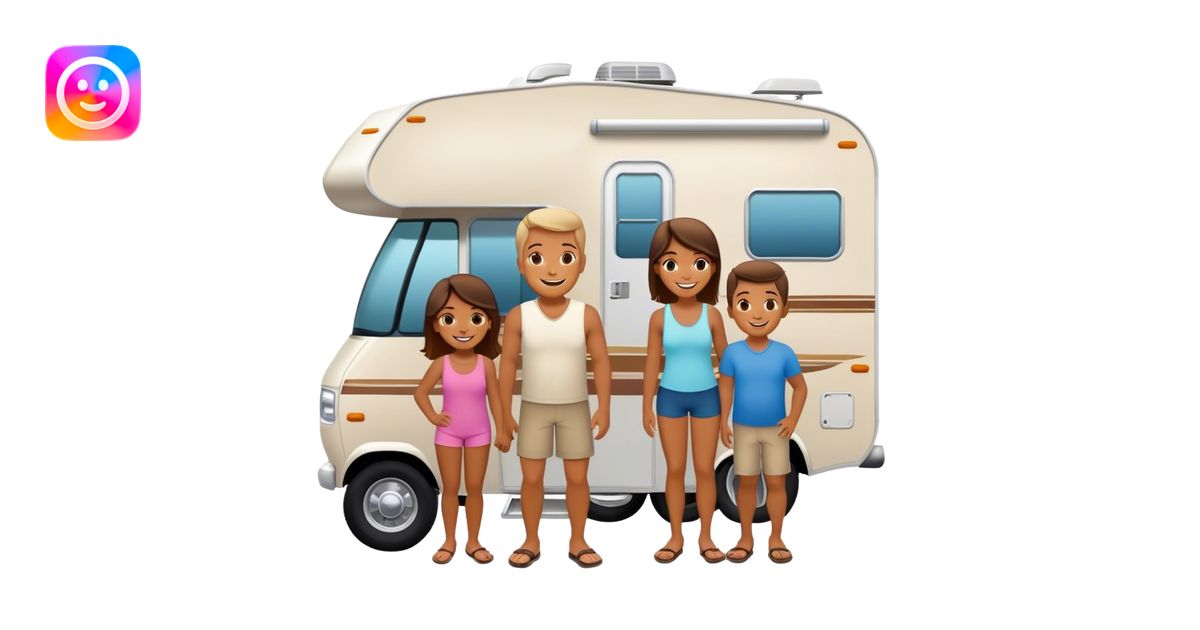 rv travel trailer happy family emoji | AI Emoji Generator