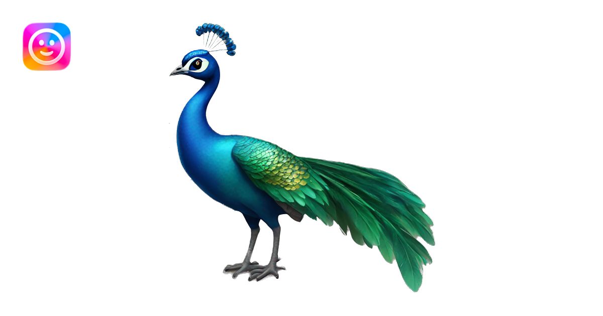 Tiny Peacock standing on a big boulder emoji | AI Emoji Generator