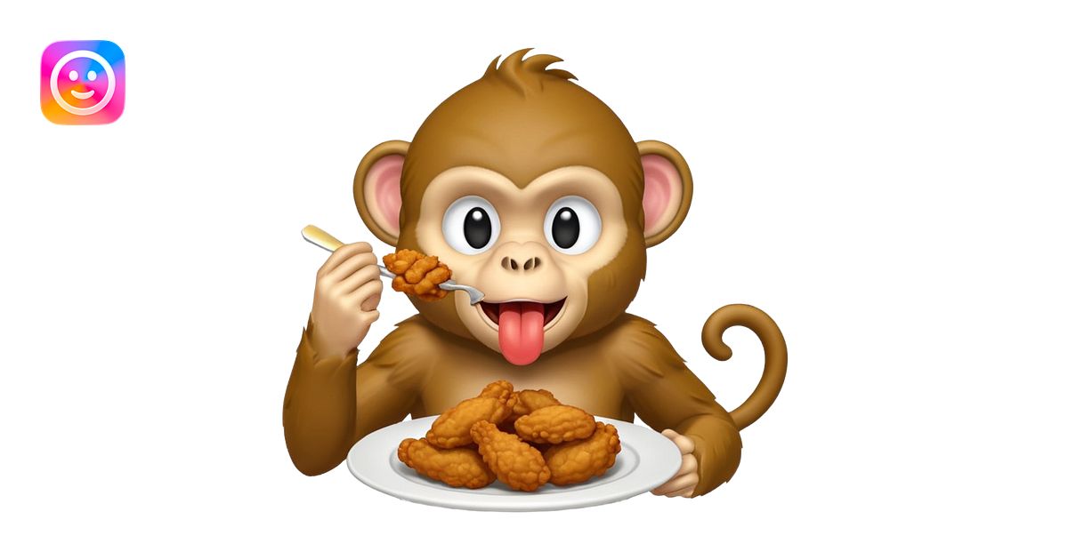 Fried chicken eating a monkey emoji | AI Emoji Generator