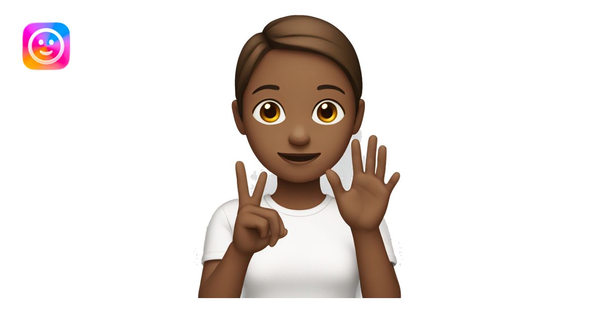 Deaf girl doing sign language with brown hair emoji | AI Emoji Generator