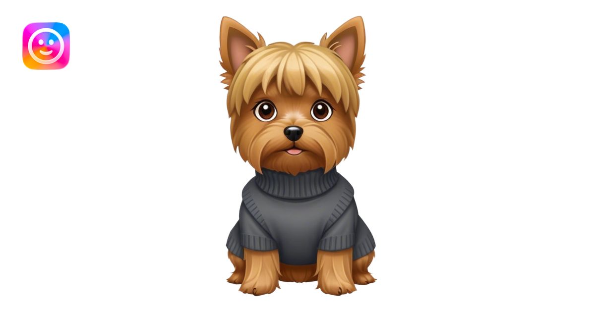 Yorkshire terrier wearing a turtleneck emoji | AI Emoji Generator