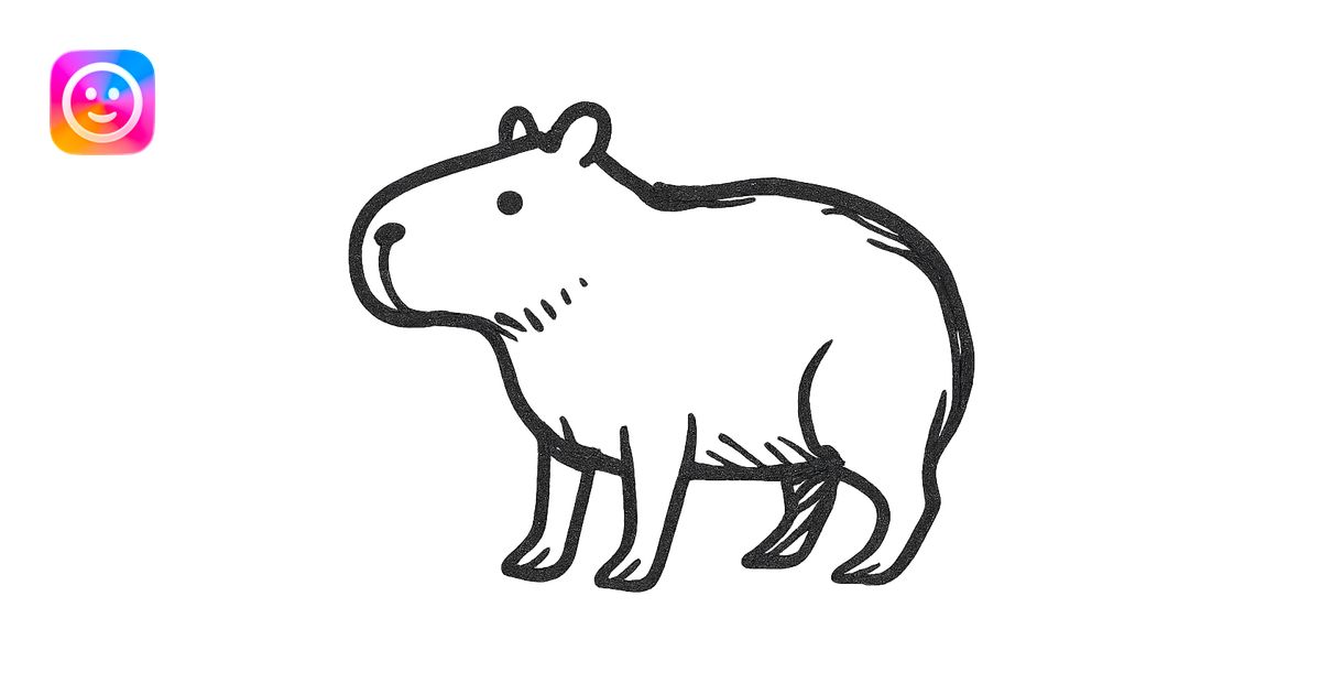 hand drawn black outline capybara icon style icon | AI Emoji Generator