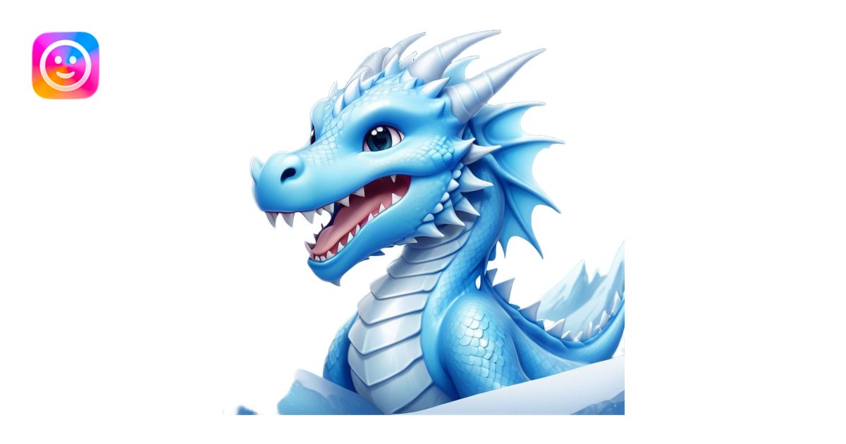 Cinematic Cute Yawning Beautiful Ice Dragon Portrait Emoji, Head tilted ...