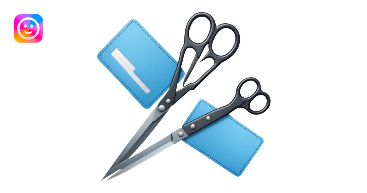 Floating black Scissors cutting a light blue military ID card in 2 ...