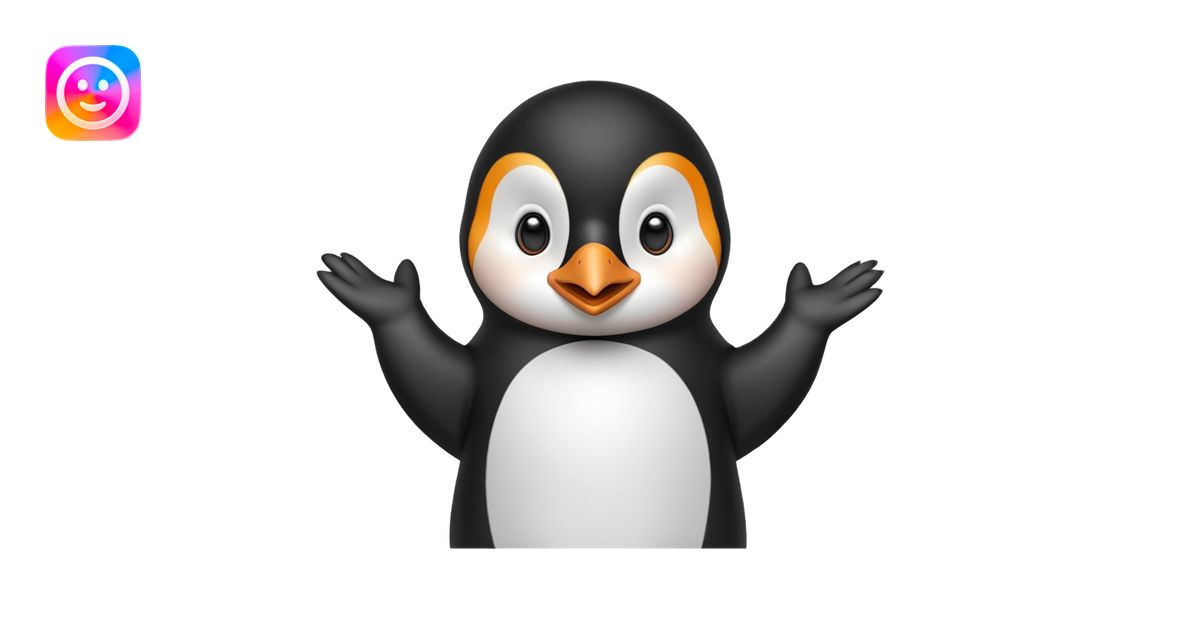 대체 왜?라는 손 포즈를 하고있는 penguin emoji | AI Emoji Generator