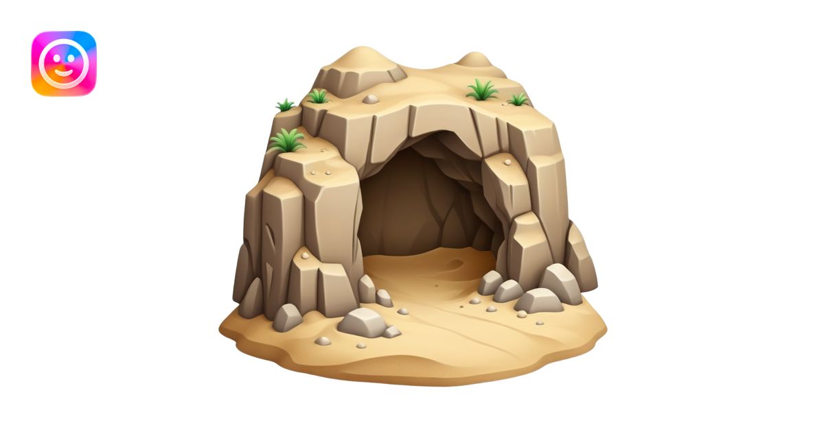 generate realistic detailed cave in 3d style with sand emoji | AI Emoji ...