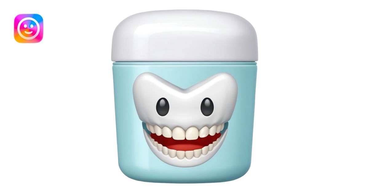 Container inside with dental cap for teeth alignment emoji | AI Emoji ...