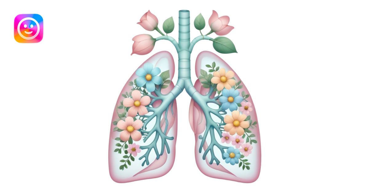 Pastel transparent anatomy lungs and flowers emoji | AI Emoji Generator