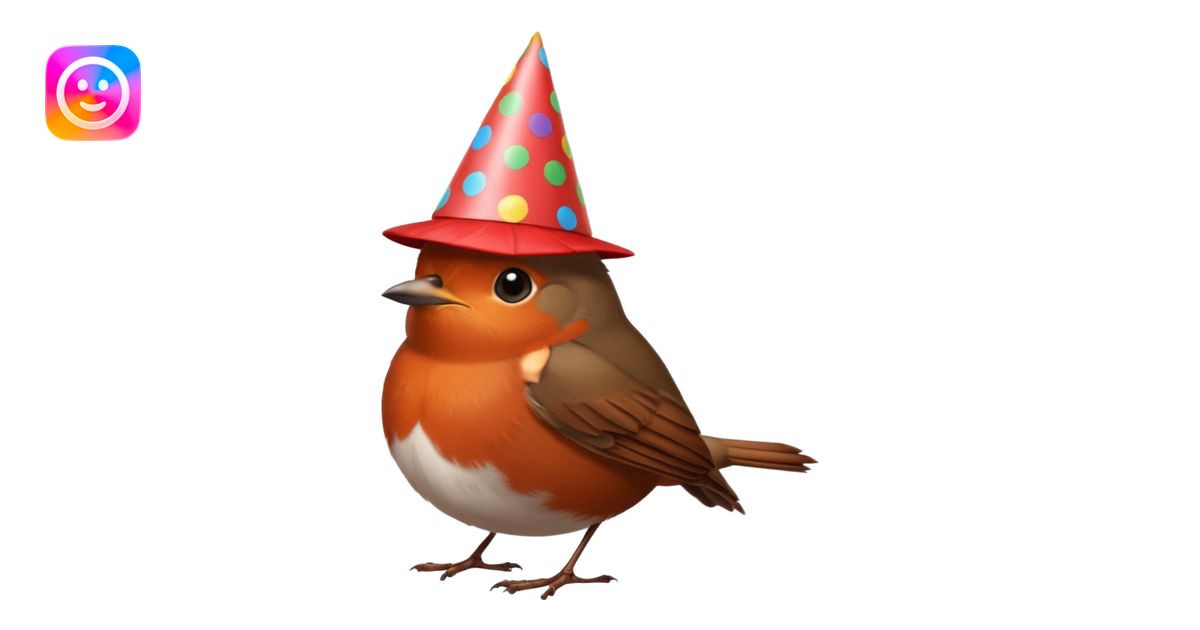un rouge gorge a son anniversaire emoji | AI Emoji Generator