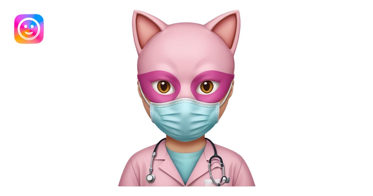pink doctor cat, surgeon mask emoji | AI Emoji Generator