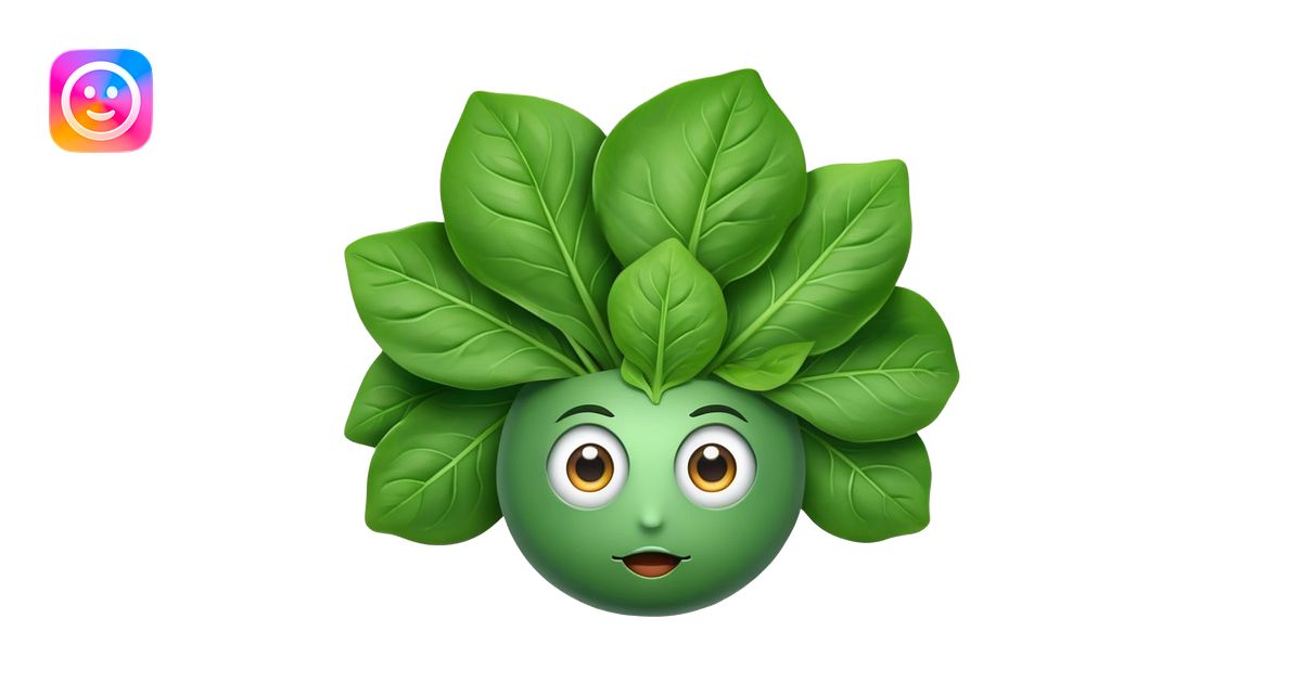 Spinach with eyes without human face emoji | AI Emoji Generator