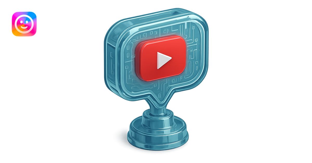 speech bubble with a red YouTube play button, like a trophy, glossy ...