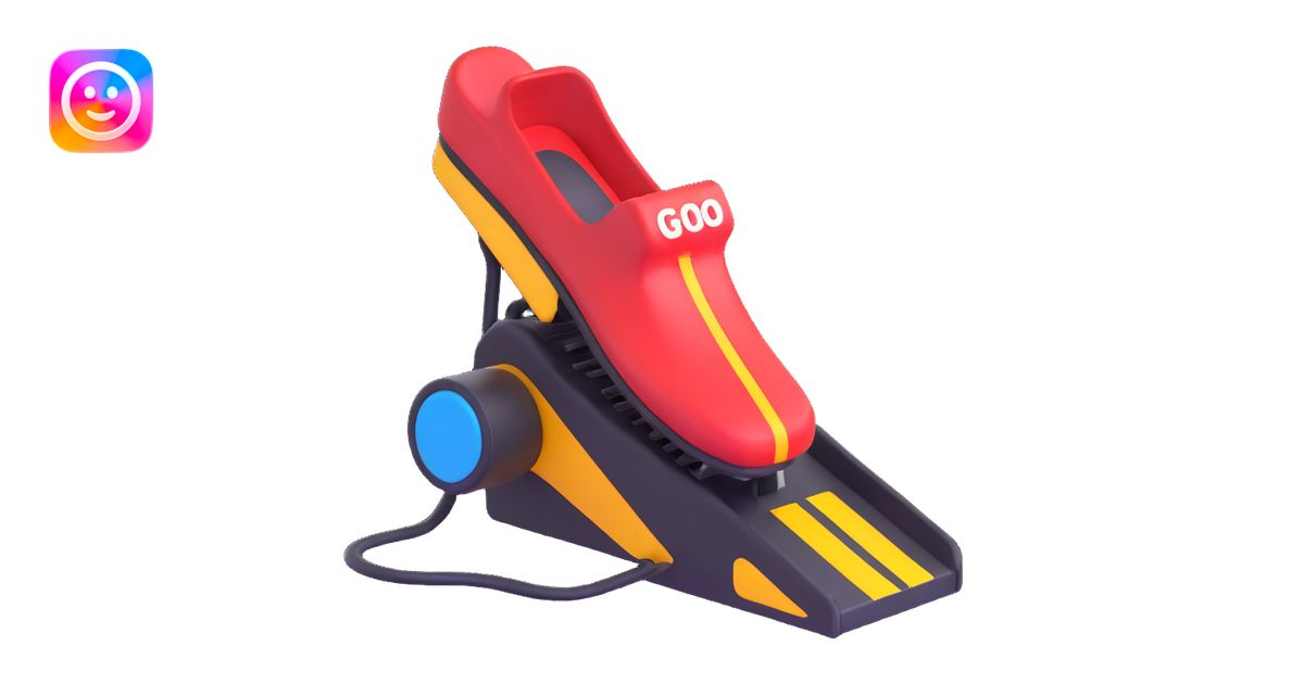A simple 2D emoji-style illustration of a right foot pressing down on a ...