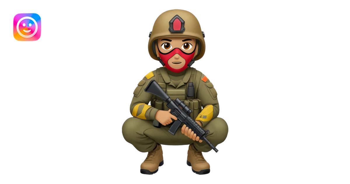 Soldier crouching with tactical mask emoji | AI Emoji Generator