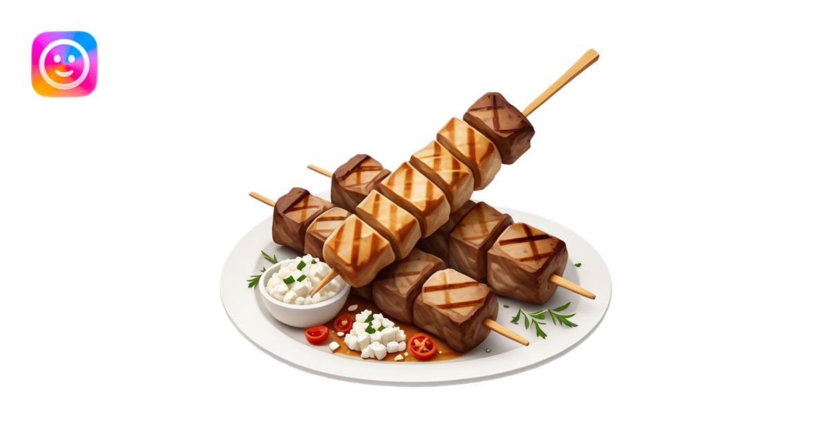 Souvlaki Cinematic Realistic Souvlaki Dish Emoji, depicted as skewered ...