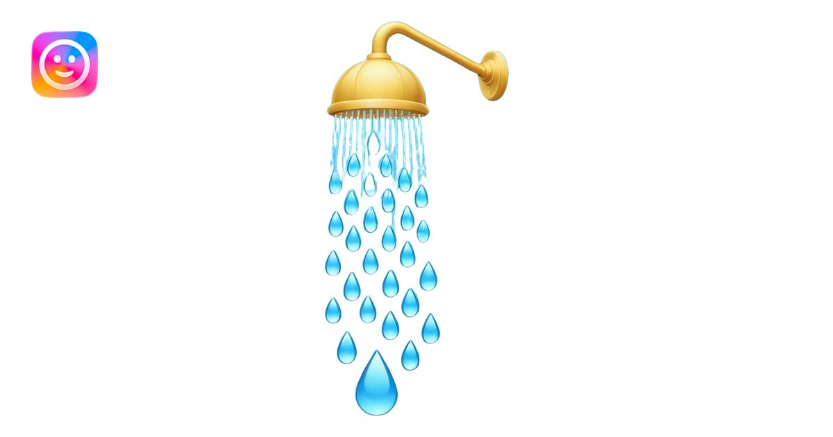 "A clean emoji icon of a shower with a rainfall head running with blue ...