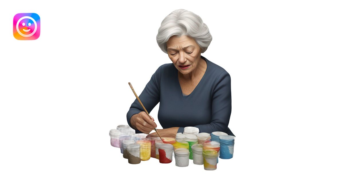 3d hyper realistic senior woman painting emoji | AI Emoji Generator