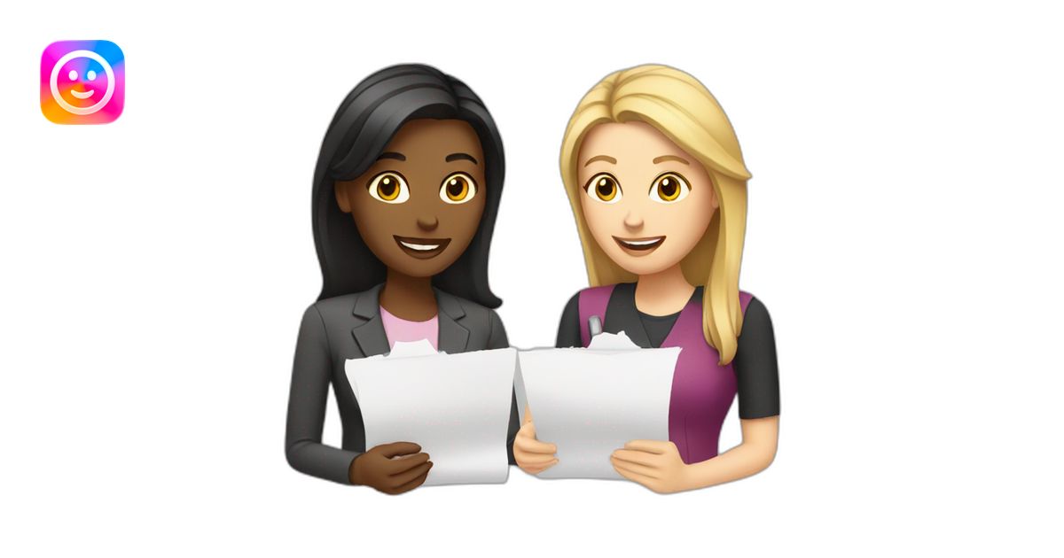 two white women filling paperwork emoji | AI Emoji Generator
