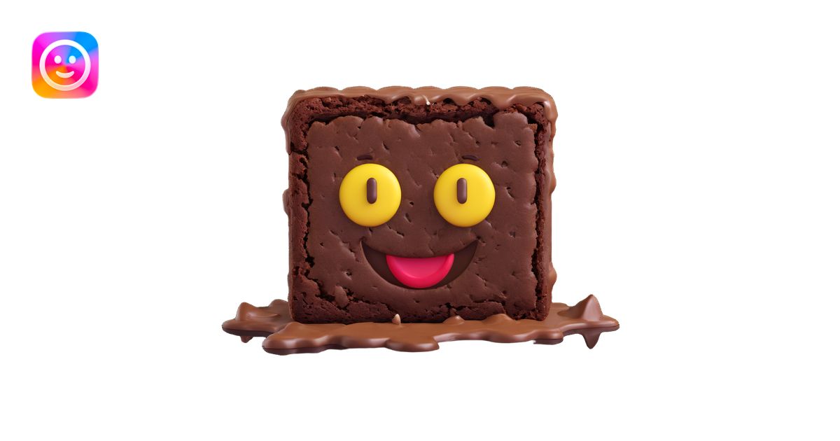 chocolate brownie with a smiley face, 3D emoji style emoji | AI Emoji ...