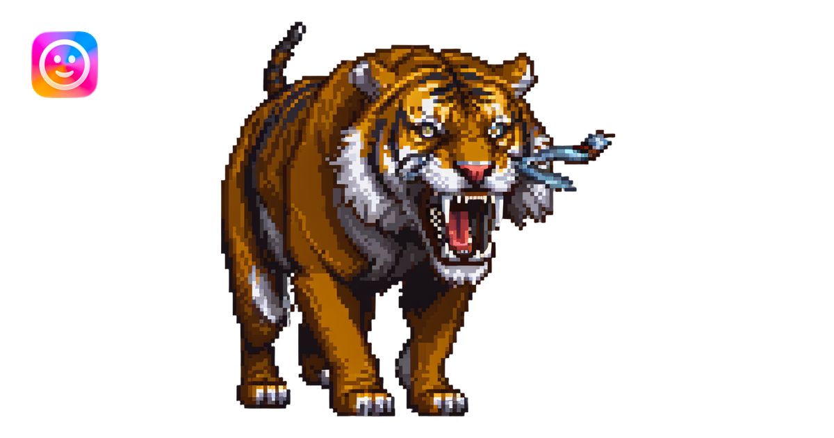 saber-toothed tiger with long fangs, ice age predator illustration | AI ...