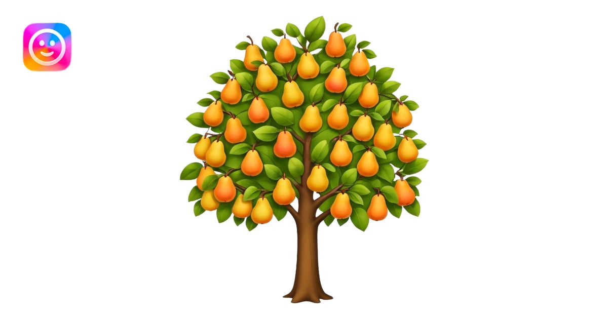 Pear Tree colorful,yaprakları sarı emoji | AI Emoji Generator