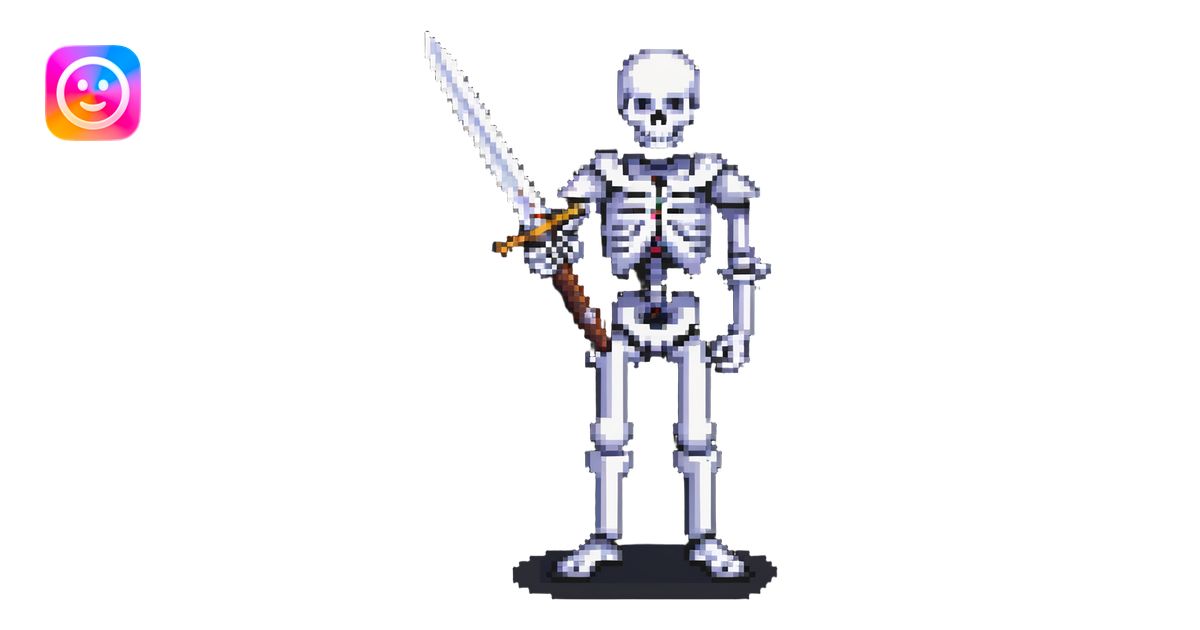 skeleton with a large sword in action pose illustration | AI Emoji ...