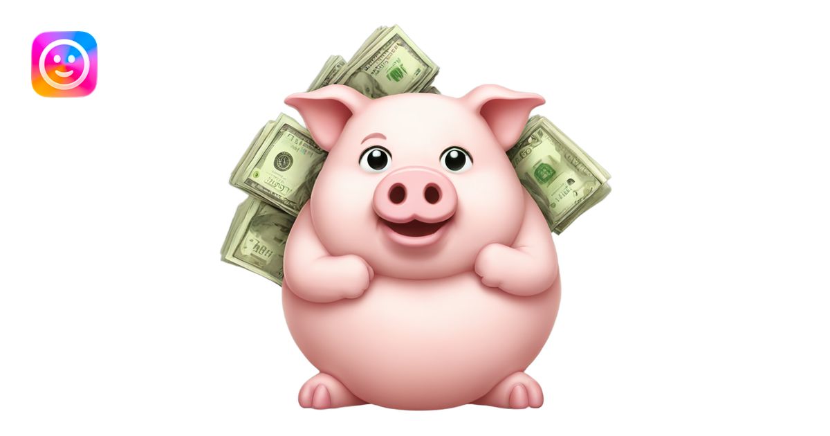 Fat pig holding money emoji | AI Emoji Generator