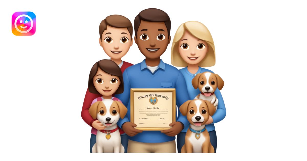 Certified Dog Owner Benefits, family, certificate, dog emoji | AI Emoji ...