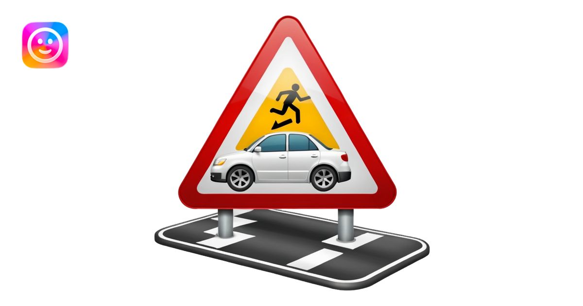 car on slippery road sign emoji | AI Emoji Generator