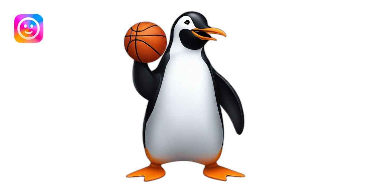 Penguin who dunks basketball emoji | AI Emoji Generator
