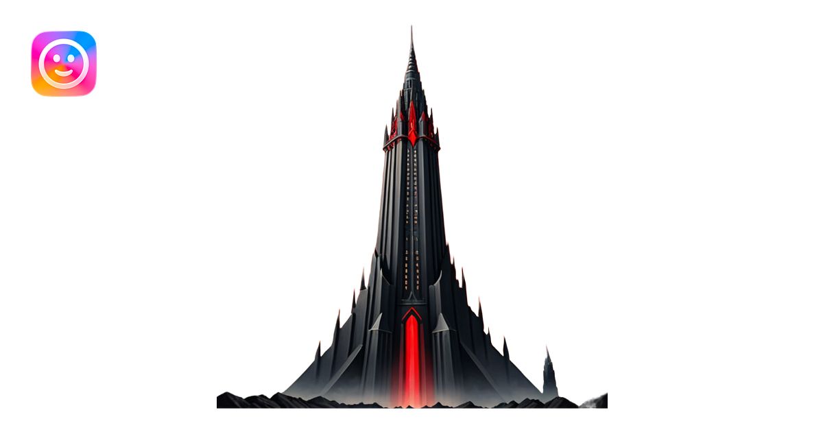 Barad Dúr from Lord of the Rings, Dark, giant Tower, with red beams ...