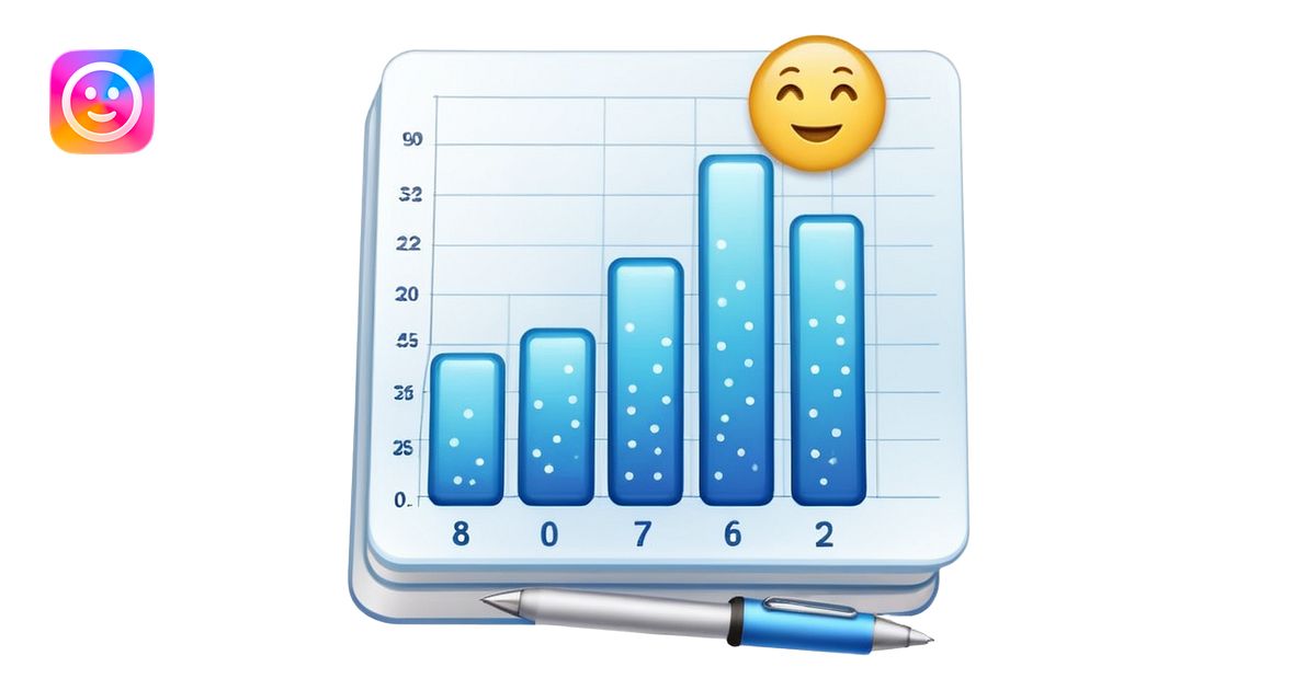 ios style emoji for report sheet consisting graph/ charts with sparkle ...