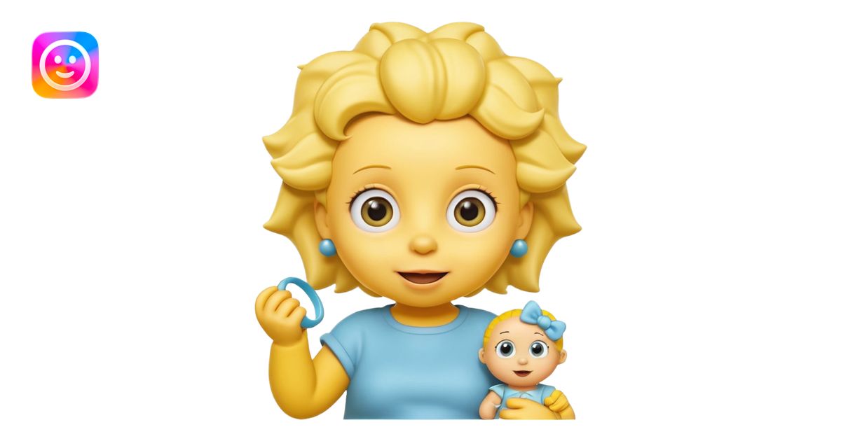 A 3D cartoon baby character fully yellow skin, styled like Maggie ...
