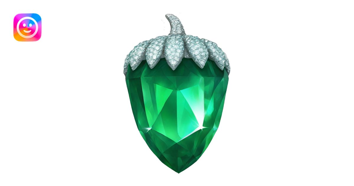 sparkling emerald Acorn like diamond emoji | AI Emoji Generator