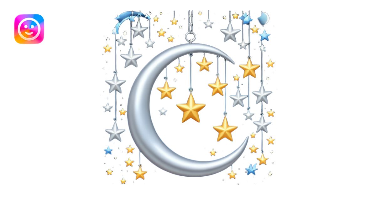 Hanging mobile with stars and moon emoji | AI Emoji Generator
